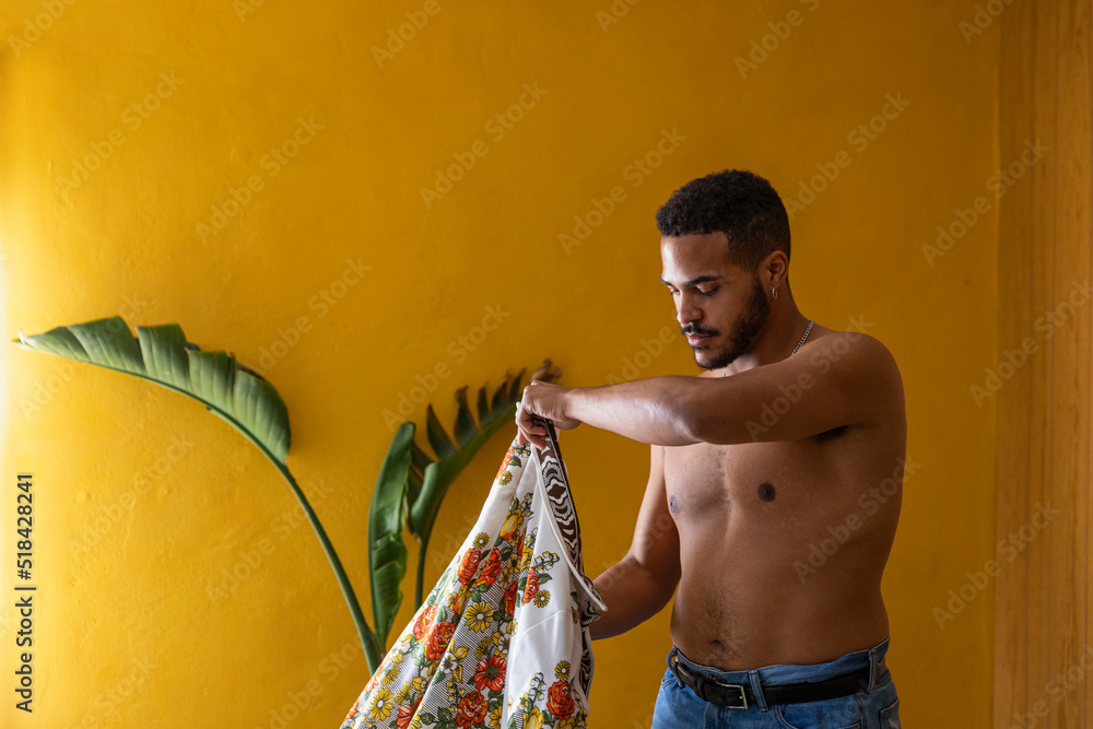 Shirtless Men's Fashion Handsome Cuban Hispanic Gen z Man Portrait ...