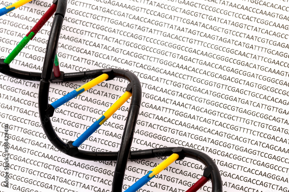 DNA double helix and genome sequence concept for molecular biochemistry ...