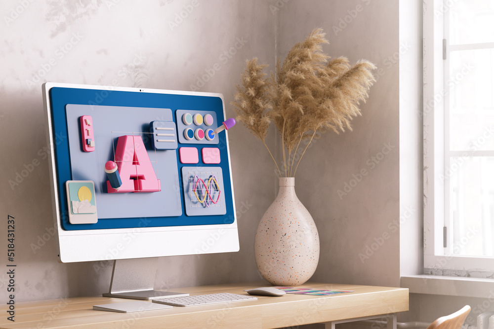 Minimal Desktop Graphic Design Stock Photo | Adobe Stock