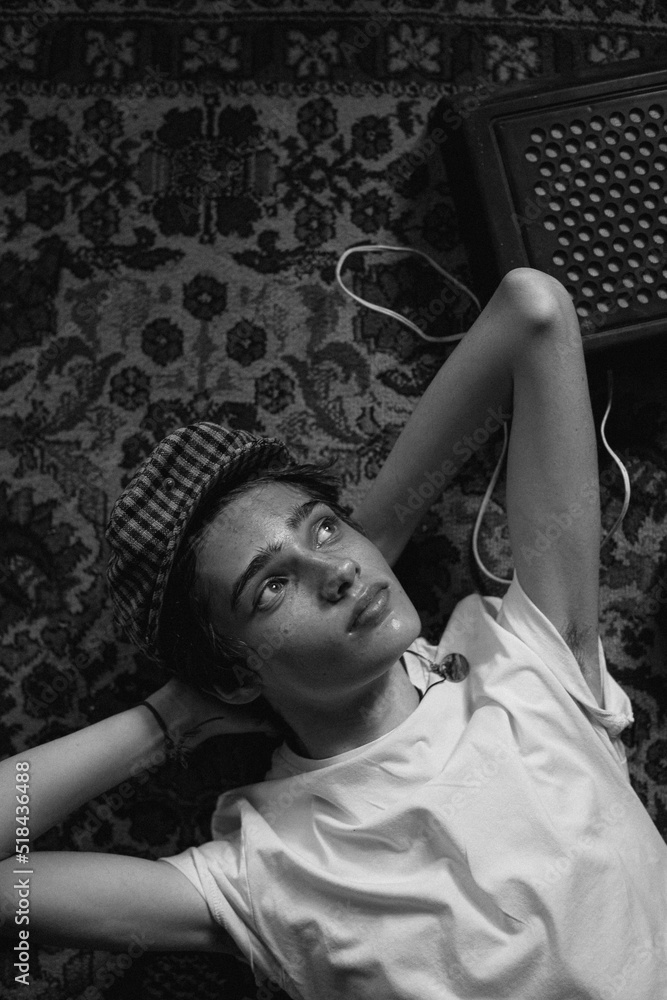 Black and white vintage androgynous portraits Stock Photo | Adobe Stock