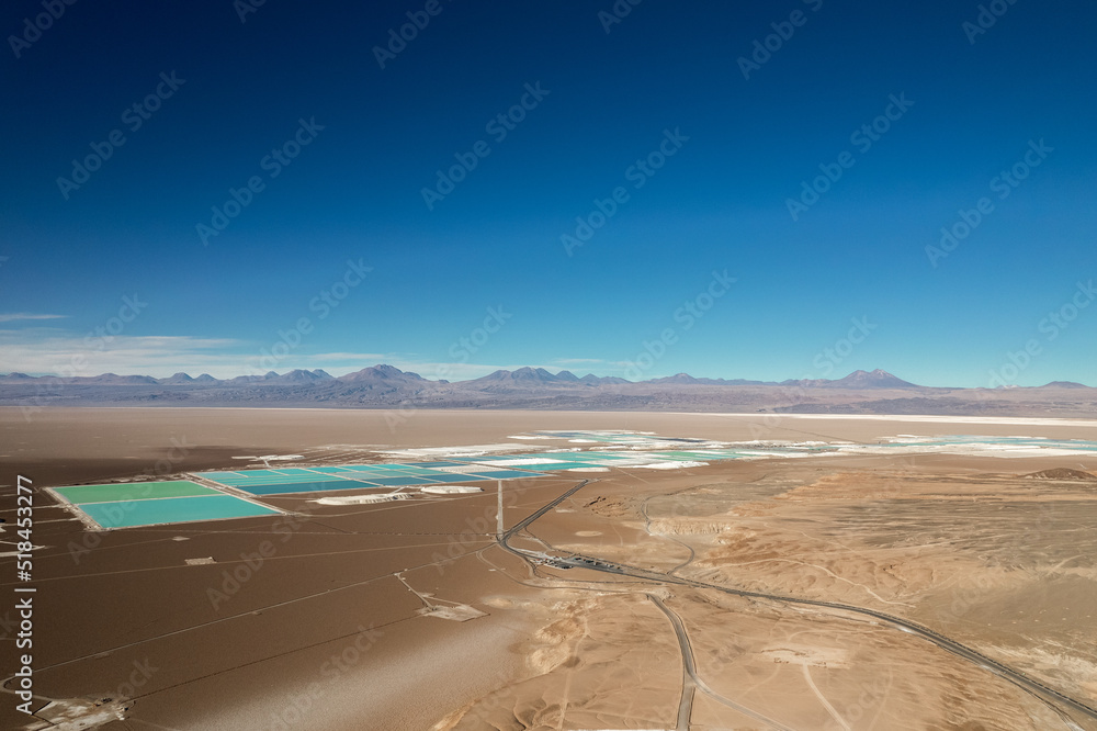 lithium pools in the Atacama salt flat Stock Photo | Adobe Stock