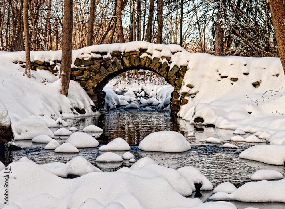 snow covered bridge Stock Photo | Adobe Stock