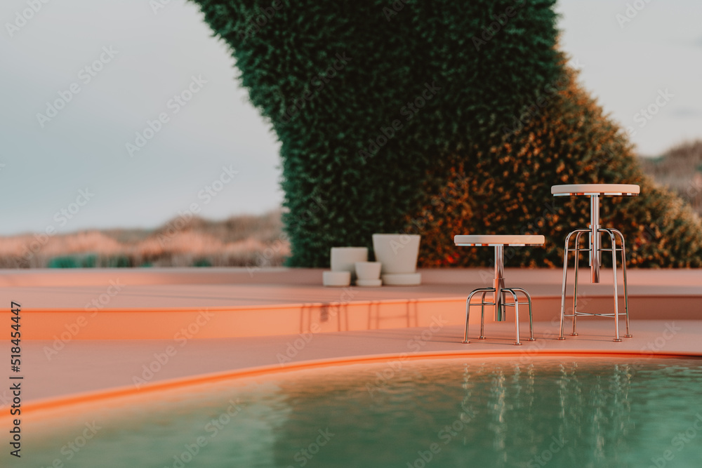 futuristic metaverse terrace at sunset Stock Photo | Adobe Stock