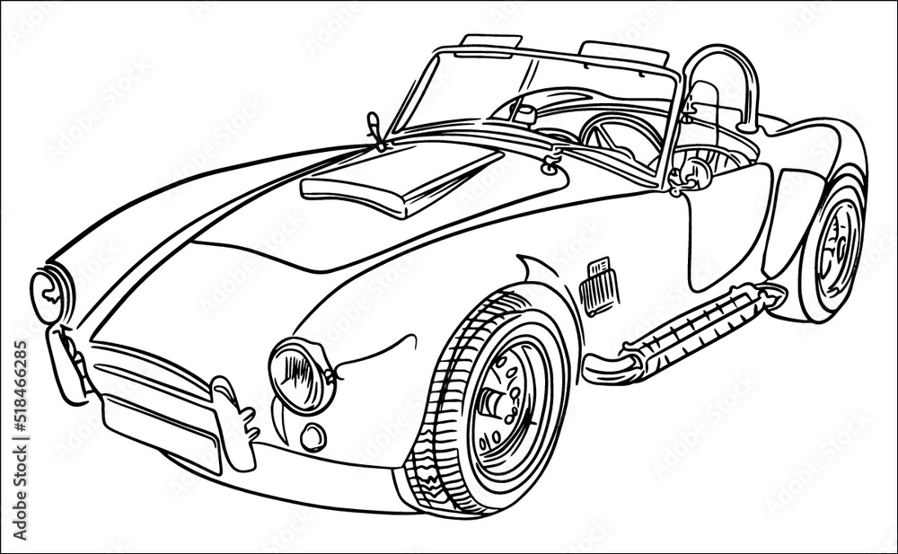 Car coloring page for kids line art vector blank printable design for ...