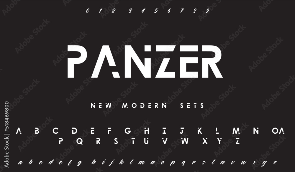 PANZER Luxury Minimal Modern Tech Alphabet Letter Fonts. Typography ...
