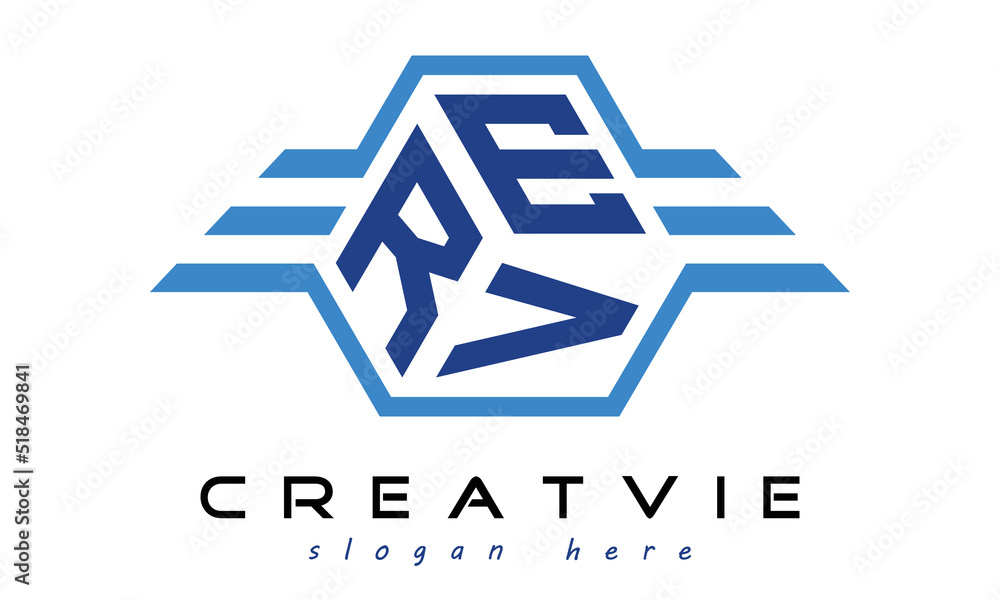 REV three letter geometrical wings logo design vector template ...