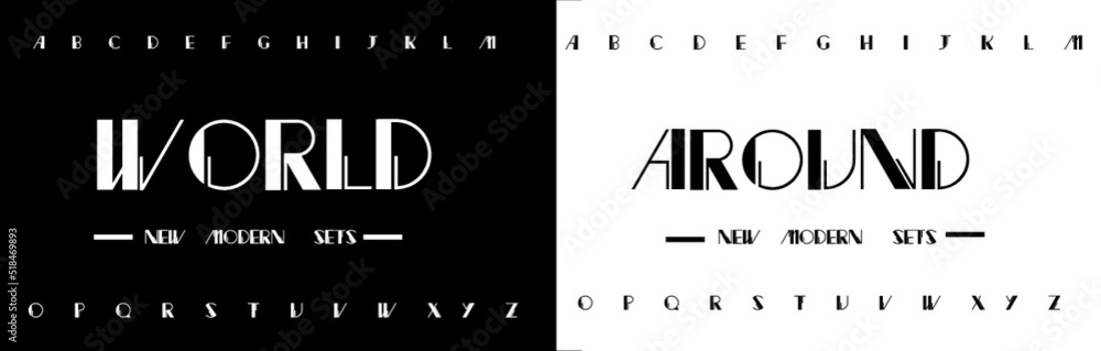 WORLD AROUND Luxury Minimal Modern Tech Alphabet Letter Fonts ...