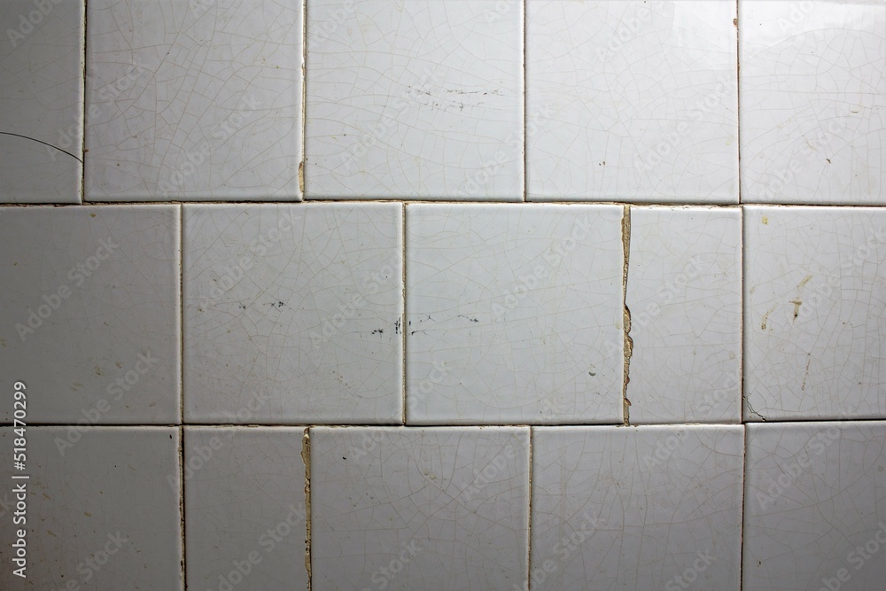 Old cracked tiled dirty tile texture.Dilapidated old dirty tile wall ...