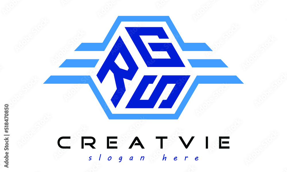 RGS three letter geometrical wings logo design vector template ...
