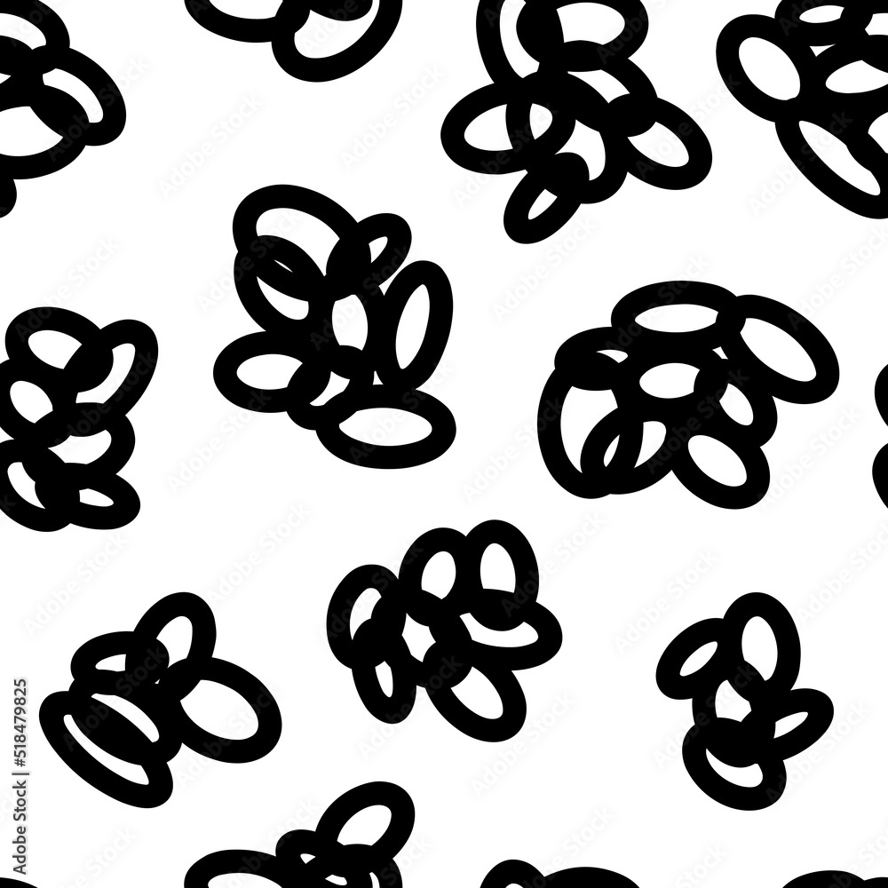 Seamless neutral oval pattern. Black hand-drawn ovate rings isolated on ...