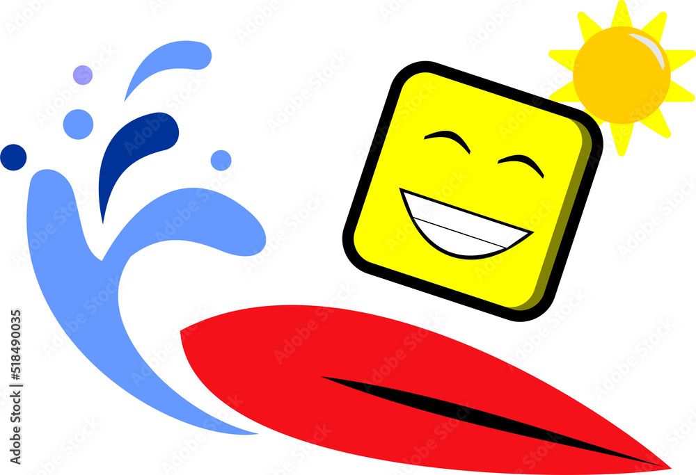 emoticons surfing Stock Illustration | Adobe Stock