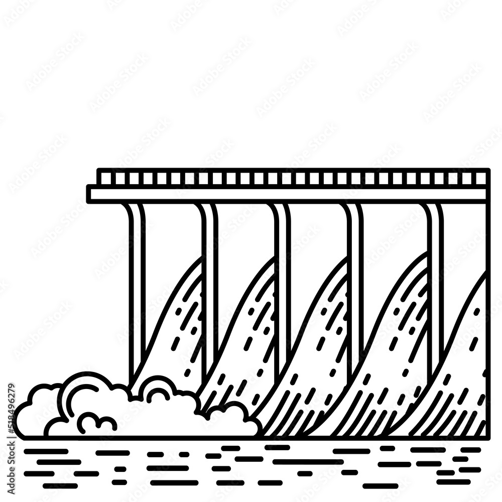Hydroelectric power plant logo. Eco Green Energy concept. Vector line ...