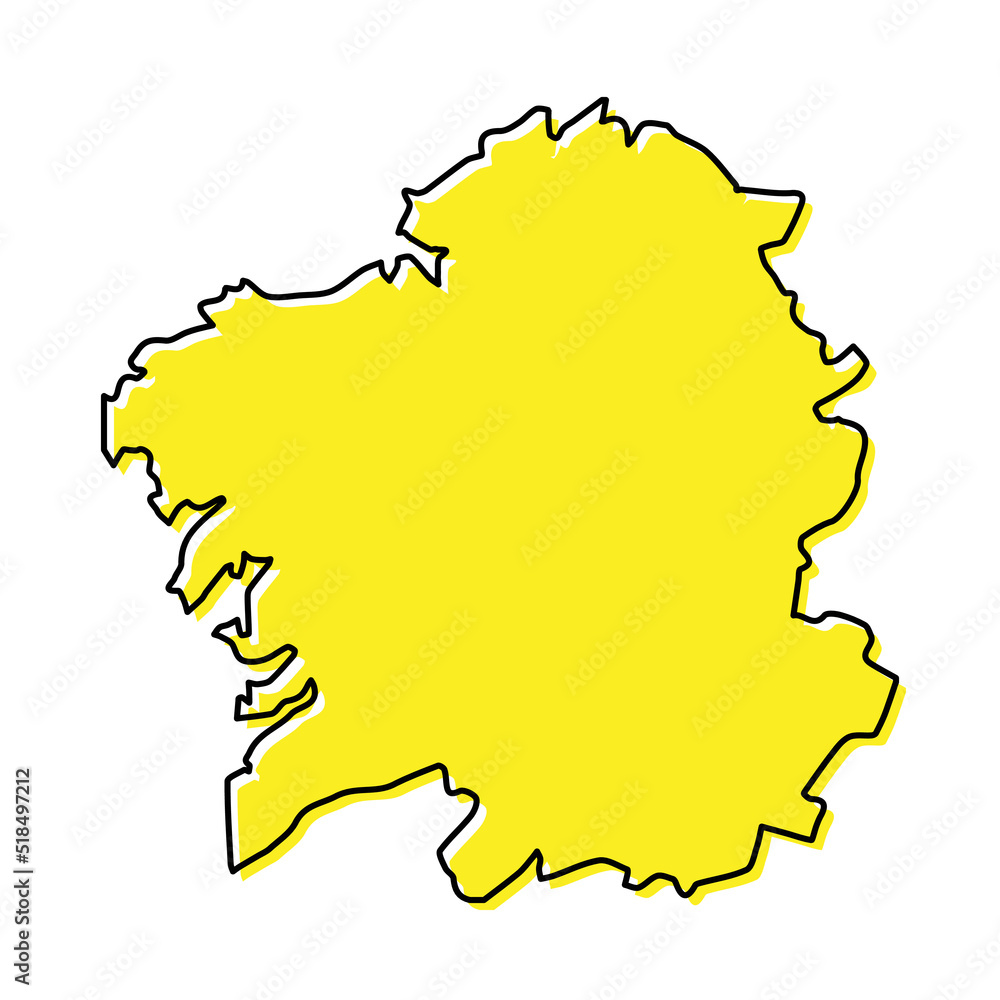 Simple outline map of Galicia is a region of Spain Stock Vector | Adobe ...