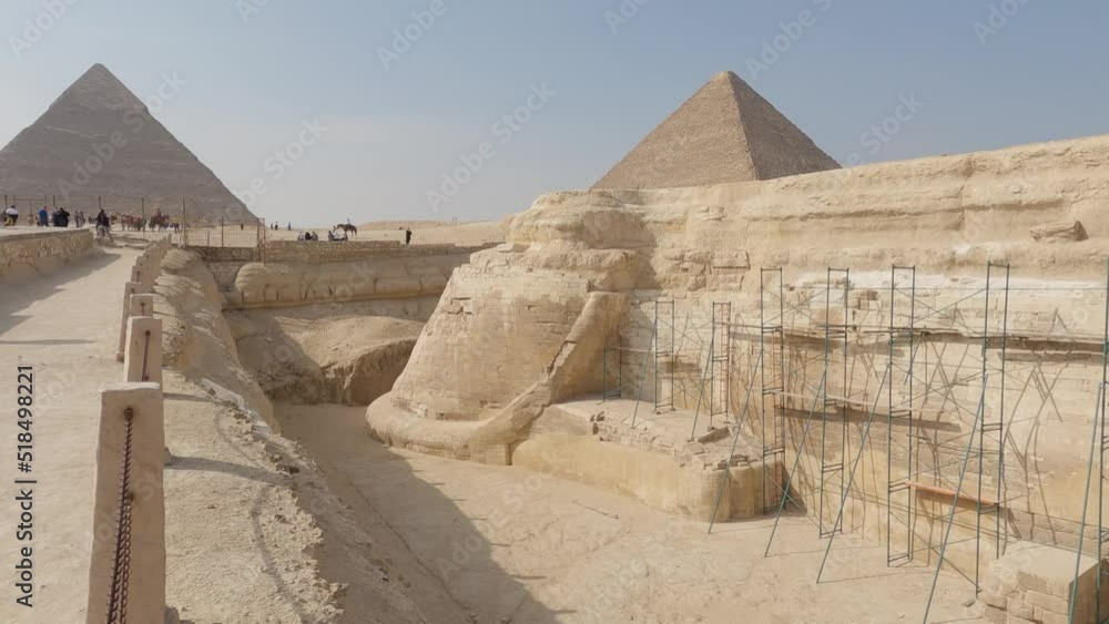 Scaffolding on The Great Sphinx Sculpure Restoration works, Giza ...