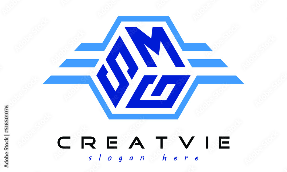 SMG three letter geometrical wings logo design vector template ...