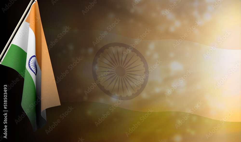 India flag with shiny flag backgorund. use for national day and country ...
