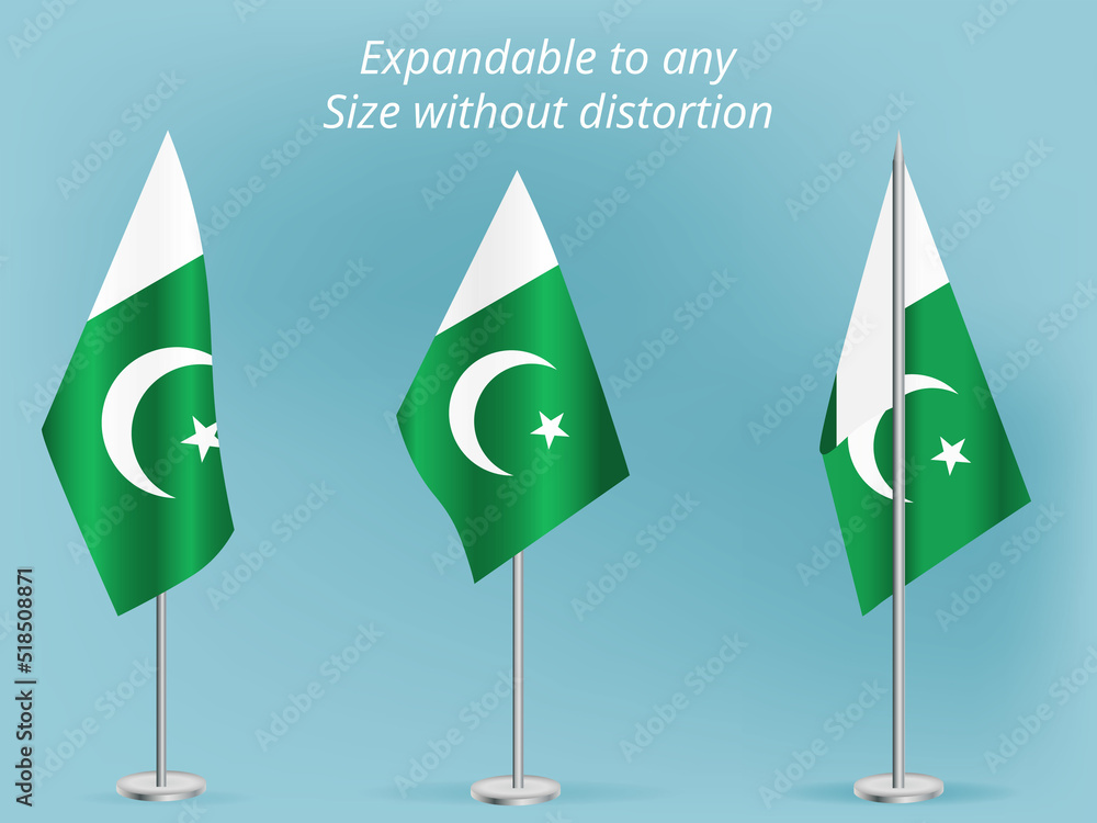 Flag of Pakistan with silver pole.Set of Pakistan's national flag Stock ...