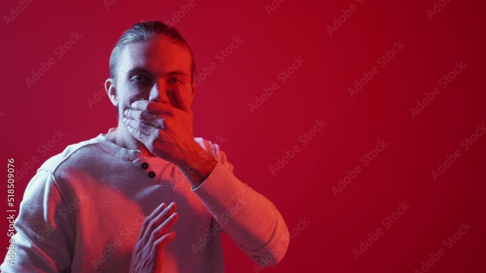 Keep quiet. Censorship warning. Confidential information. Neon light ...