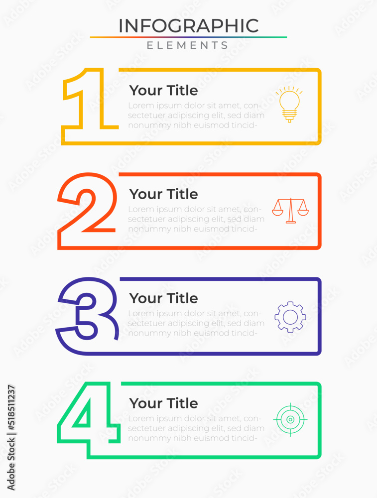 Four steps infographic elements concept design vector with icons ...