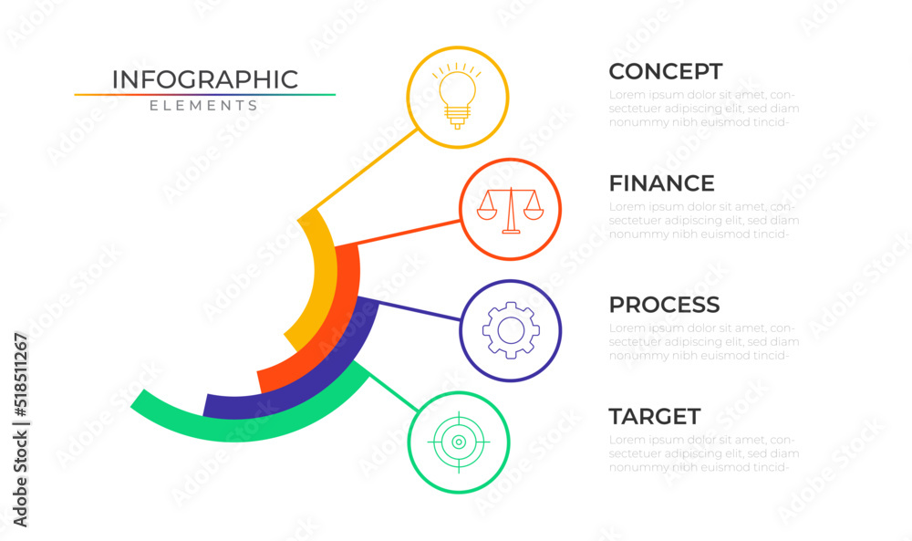 Business circular infographic elements concept design vector with icons ...