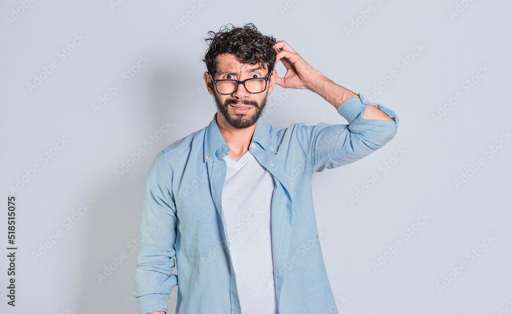 Confused person scratching his head on isolated background, Handsome ...