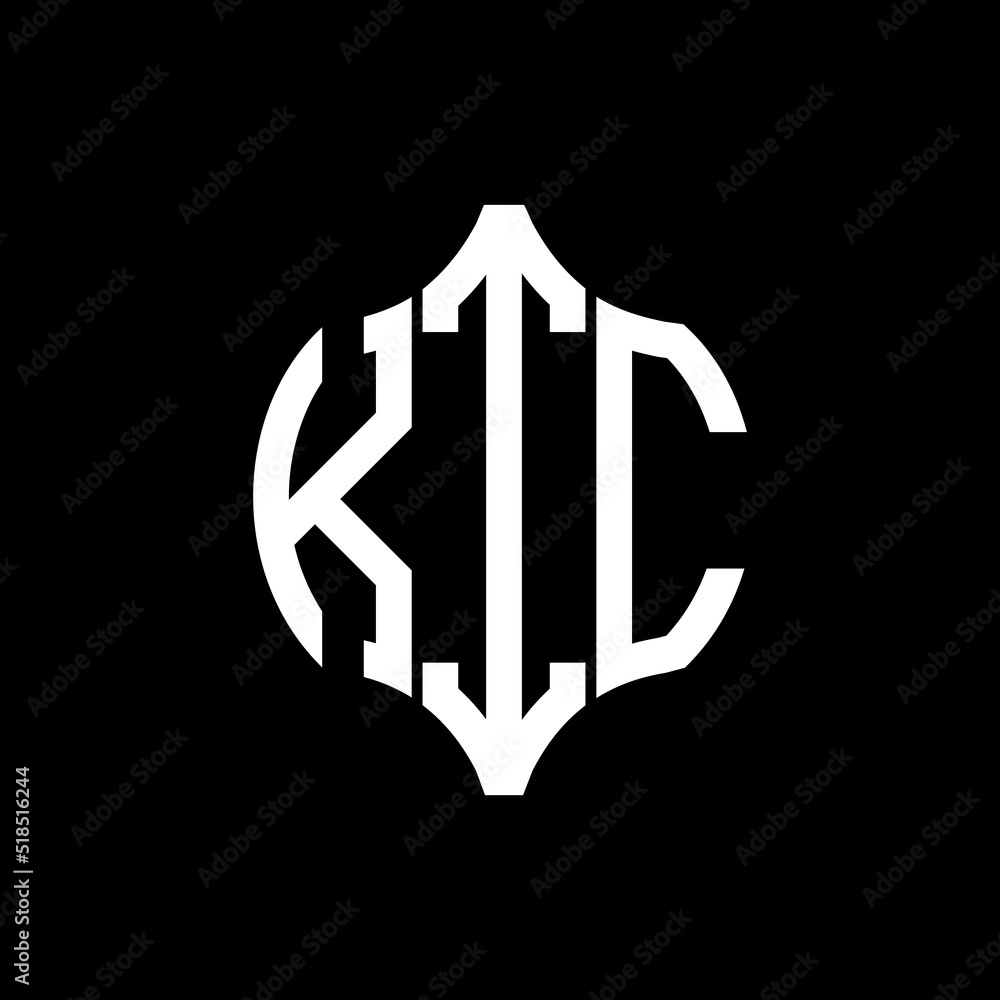 KIC letter logo. KIC best black background vector image. KIC Monogram ...