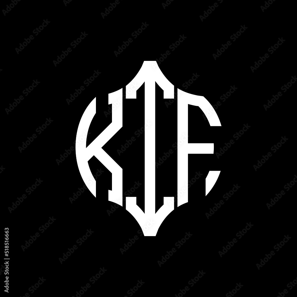 KIF letter logo. KIF best black background vector image. KIF Monogram ...