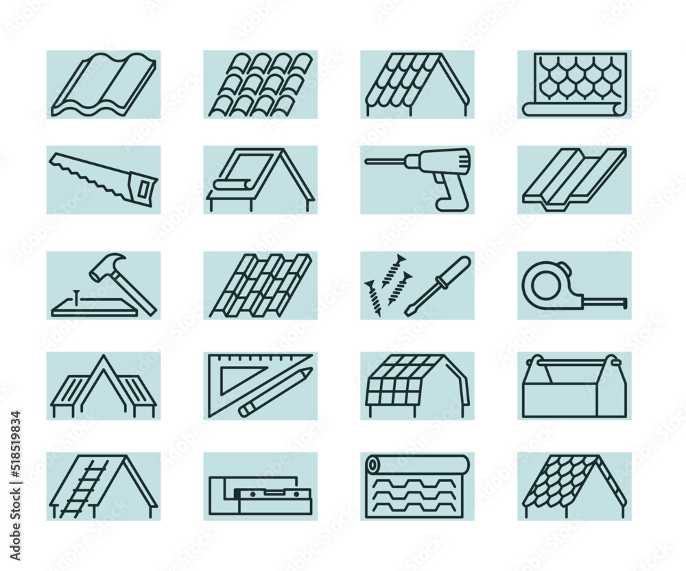 roofing icon. builders professional tools for roofing stages house ...