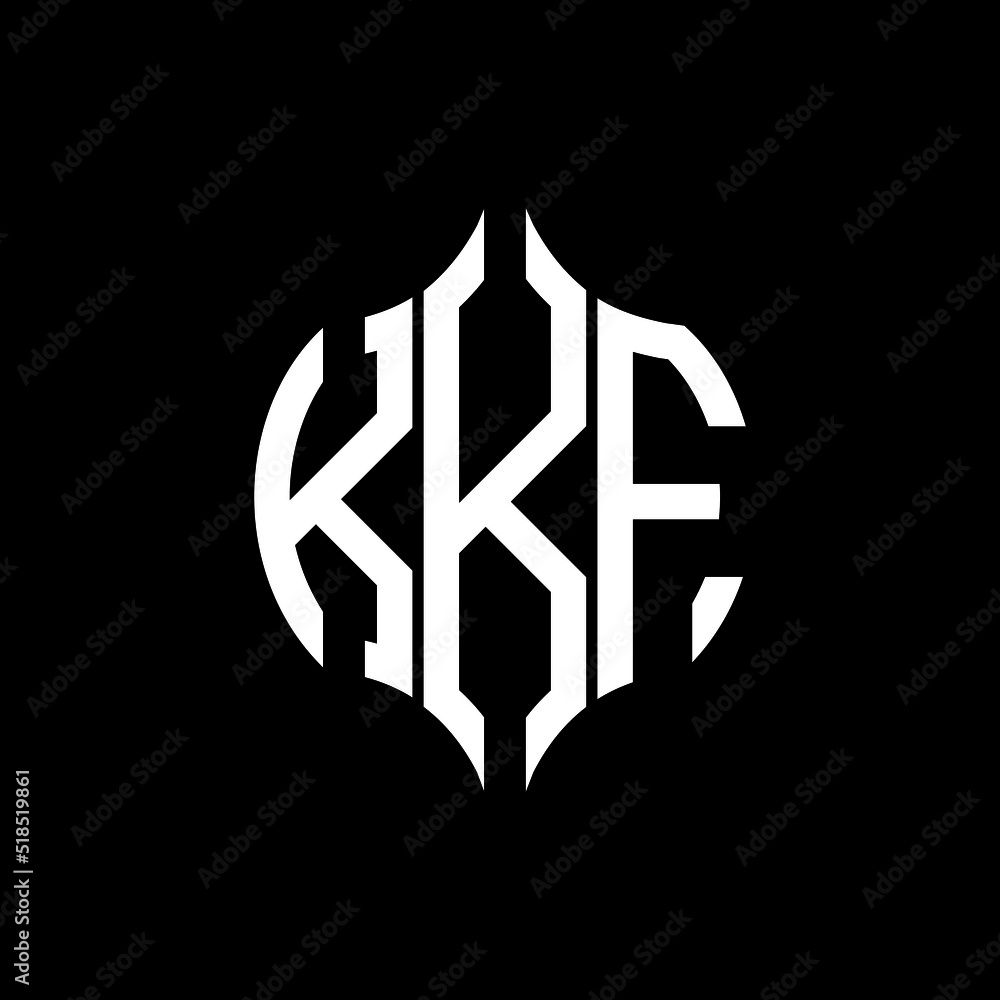 KKF letter logo. KKF best black background vector image. KKF Monogram ...