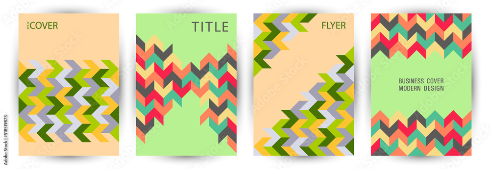 Corporate booklet front page template set graphic design. Swiss style ...