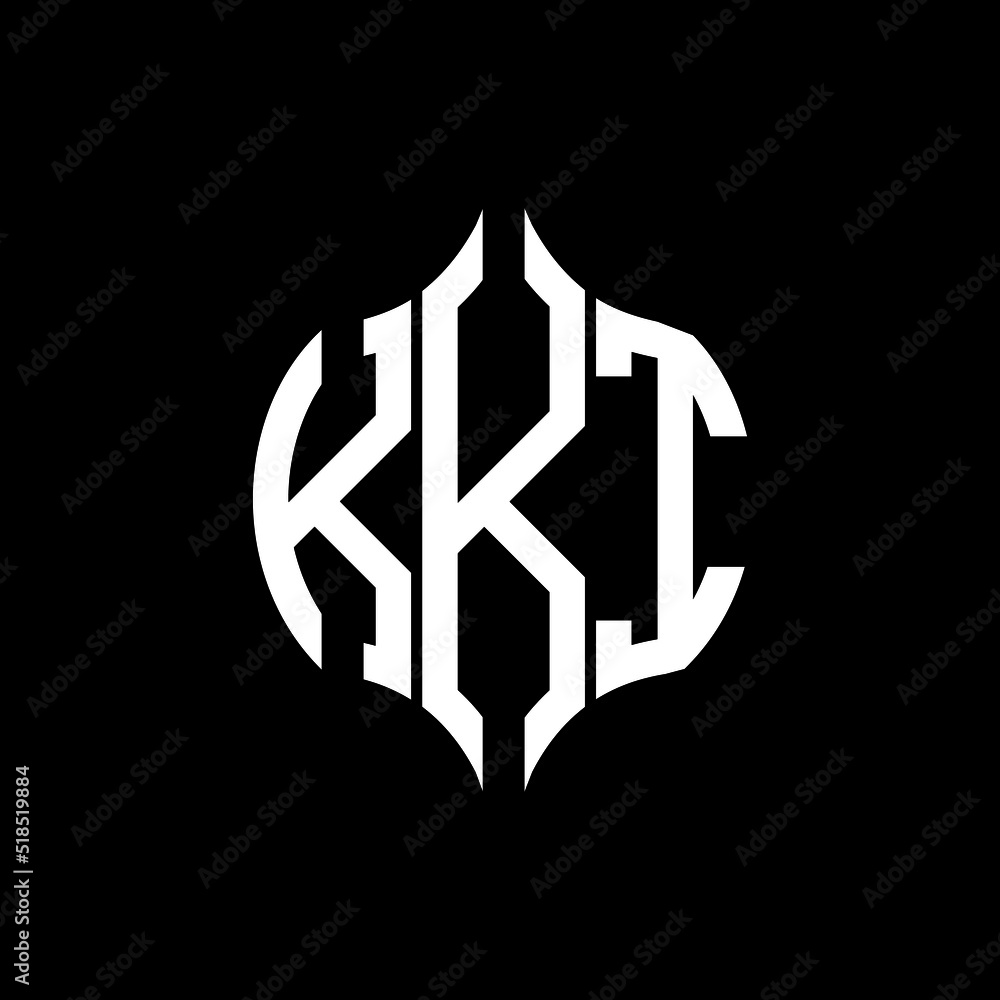 KKI letter logo. KKI best black background vector image. KKI Monogram ...