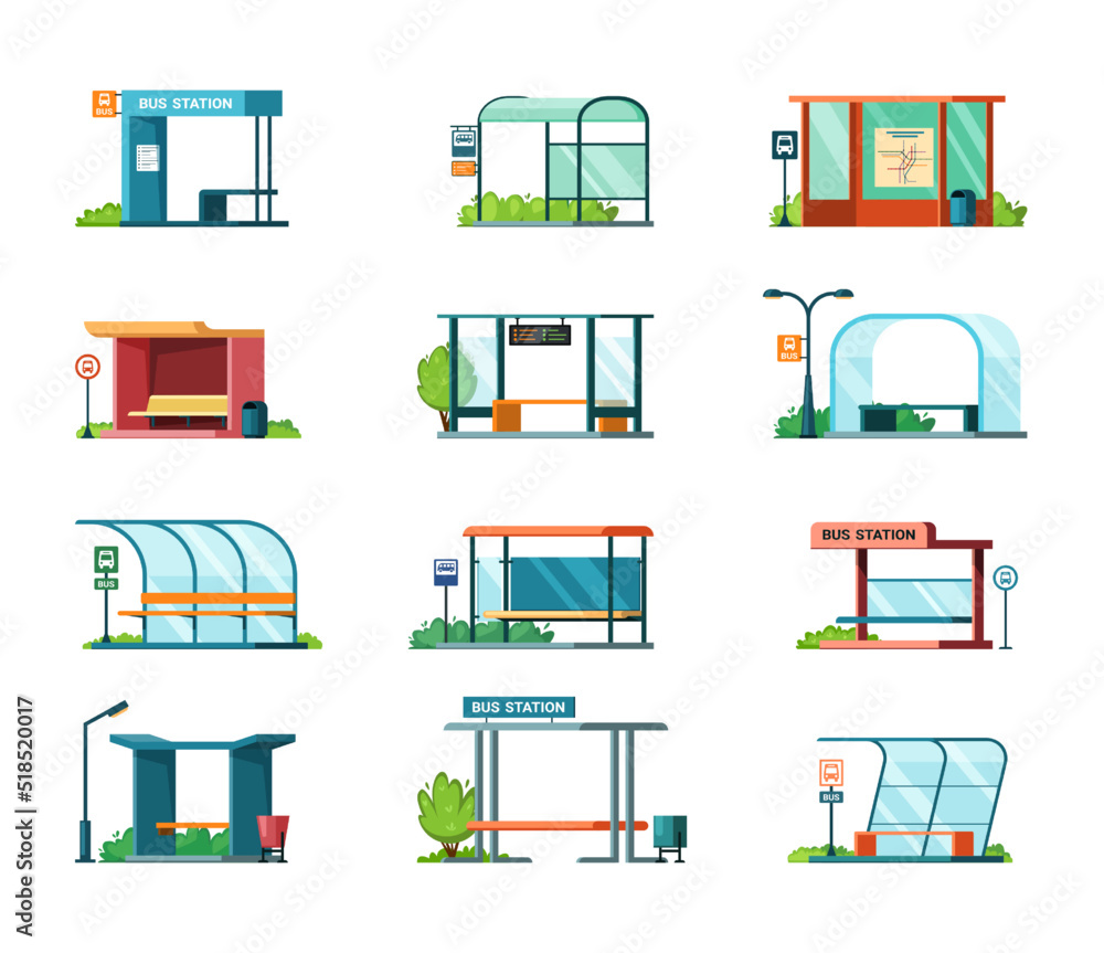 bus station. urban construction architectural object for wait municipal ...