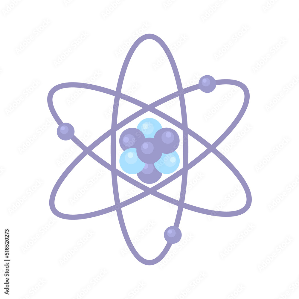 Atomic structure modern semi flat color vector object. Agglomeration of ...