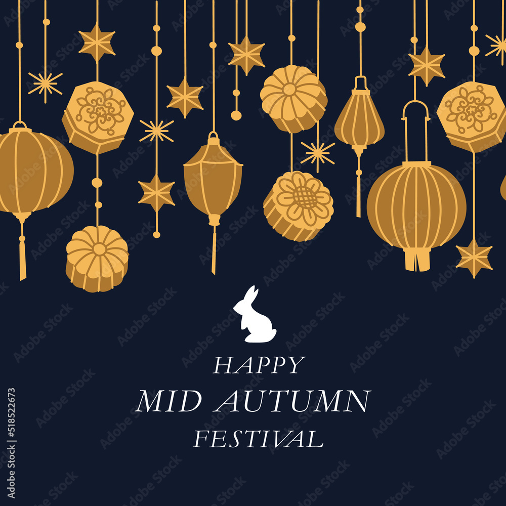 Vector background for Mid Autumn Festival or Mooncake Festival with ...