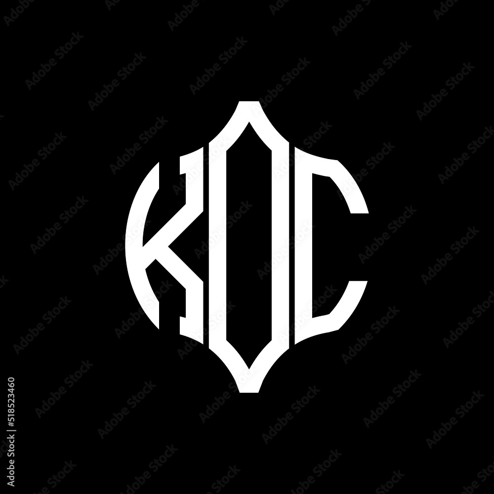 KOC letter logo. KOC best black background vector image. KOC Monogram ...
