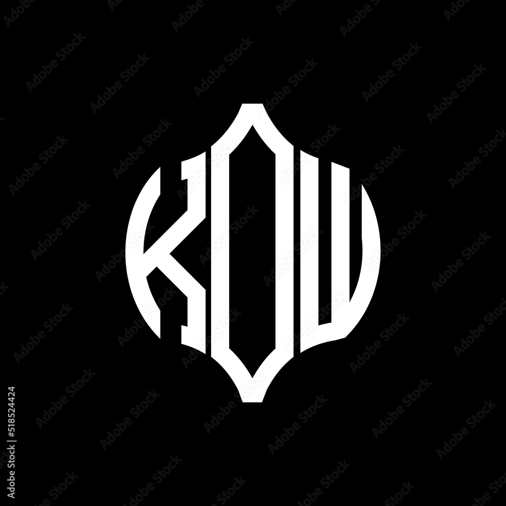 KOW letter logo. KOW best black background vector image. KOW Monogram ...