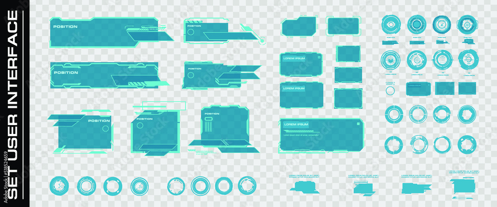 Set HUD UI elements on a transparent background. Futuristic interface ...