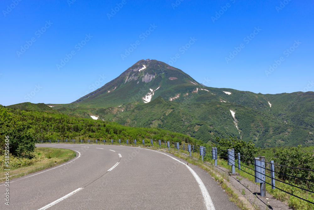 Mt. Rausu looking up from the clear Shiretoko Pass Stock Photo | Adobe ...