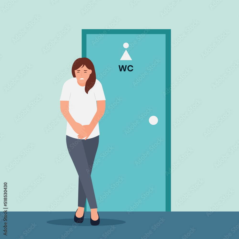 Stressed Out Toilet Cartoon Man Standing Want Pee Vector & Photo (Free