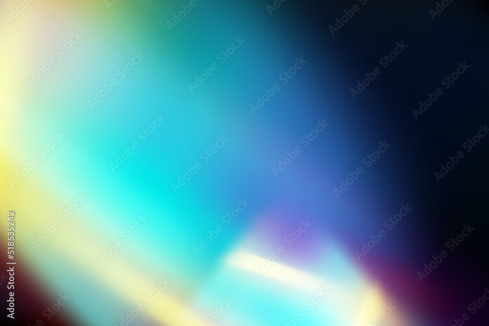 Rainbow highlights on a black background.Glare or reflection from water ...