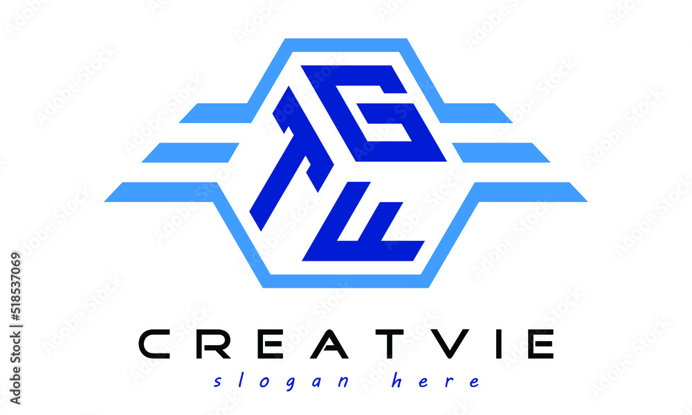 TGF three letter geometrical wings logo design vector template ...