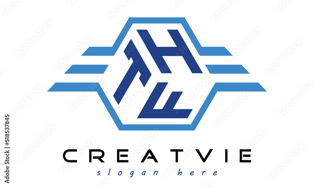 THF three letter geometrical wings logo design vector template ...