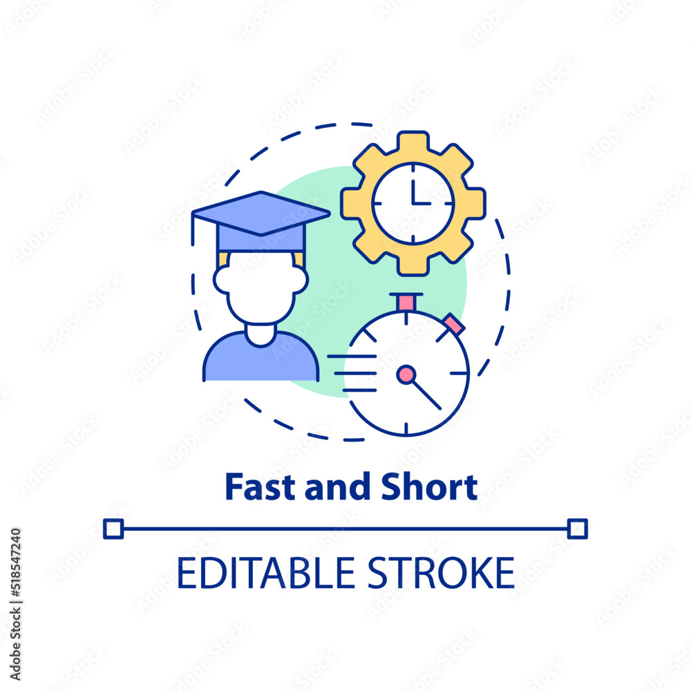 Fast and short concept icon. Principle of microlearning abstract idea ...