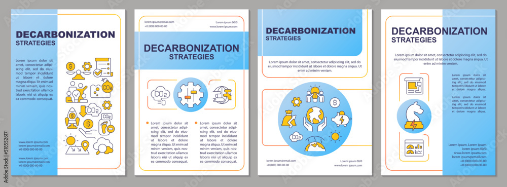 Carbon reducing strategies blue brochure template. Net zero. Leaflet ...