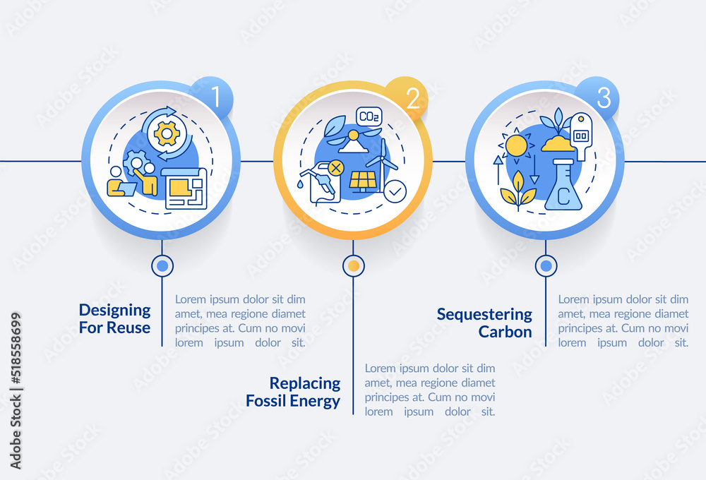 Carbon removal strategies circle infographic template. Clean air. Data ...
