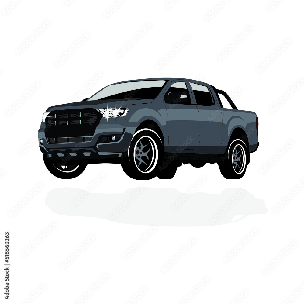 Double cabin vector pick up car, used for automotive service company ...