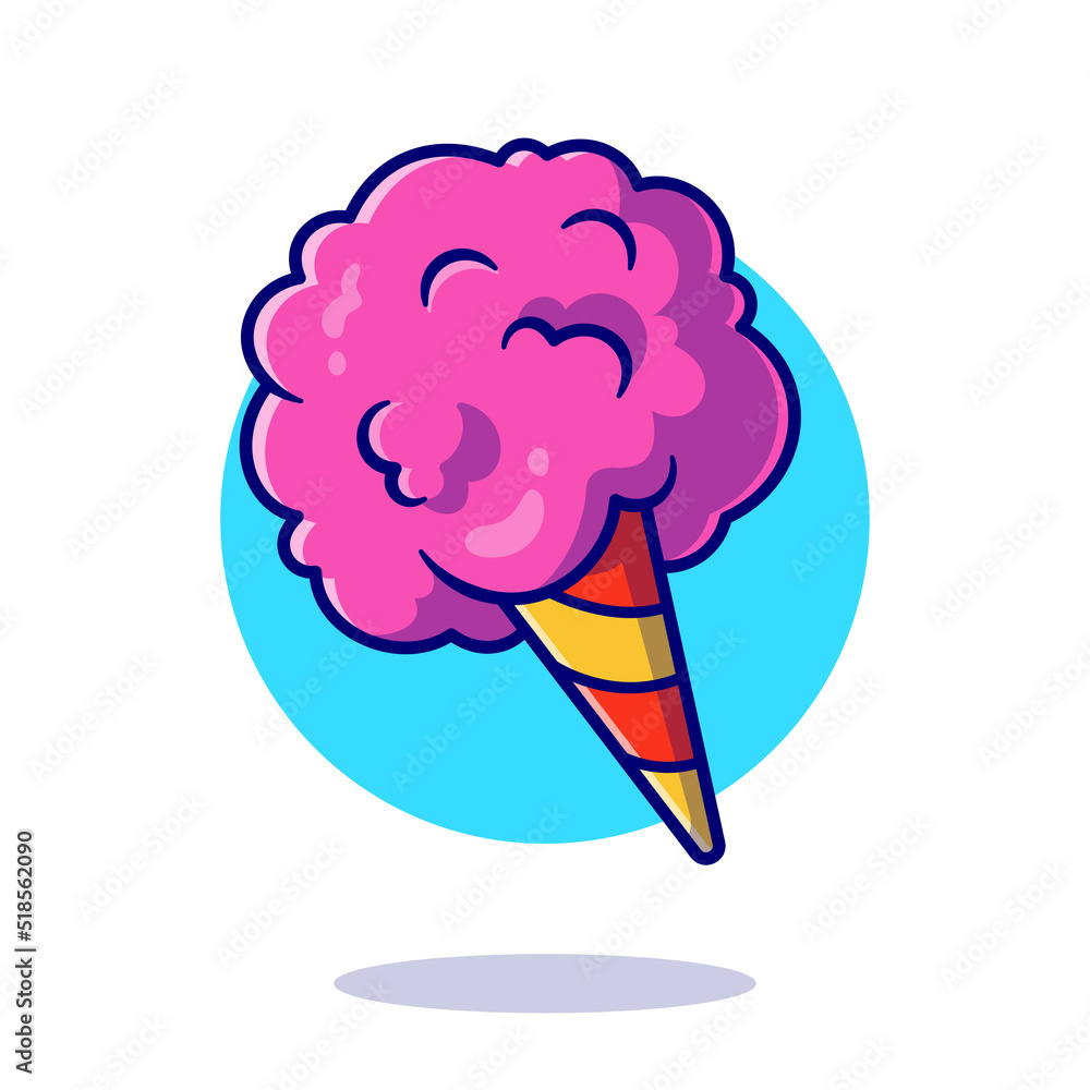 Cotton Candy Floss Cartoon Vector Icon Illustration. Food Object Icon ...
