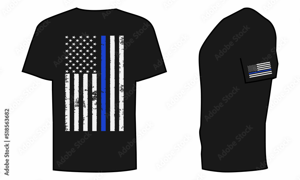 Thin Blue Line American Flag Design Stock Vector | Adobe Stock