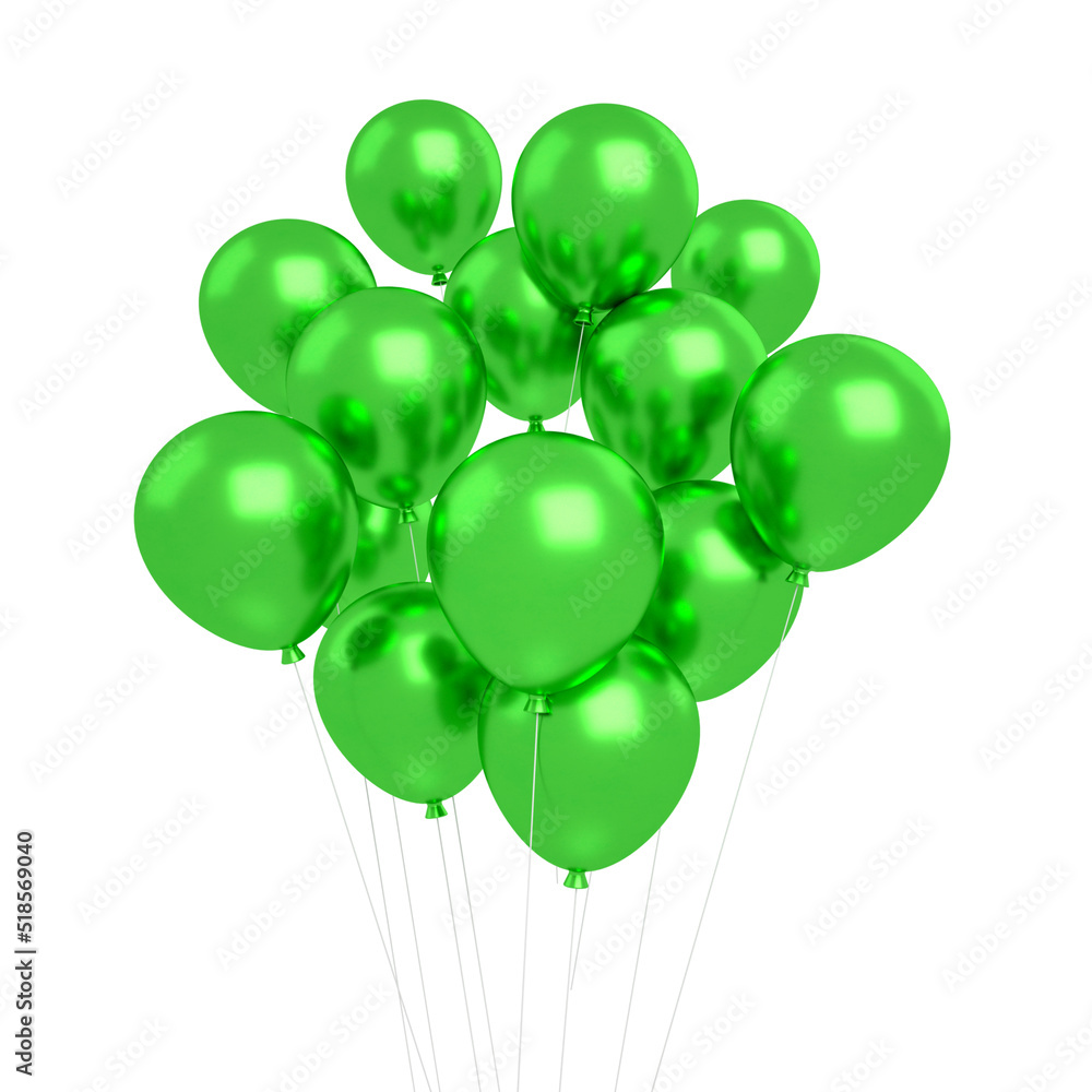 Green balloons isolated transparent for happy birthday and anniversary ...