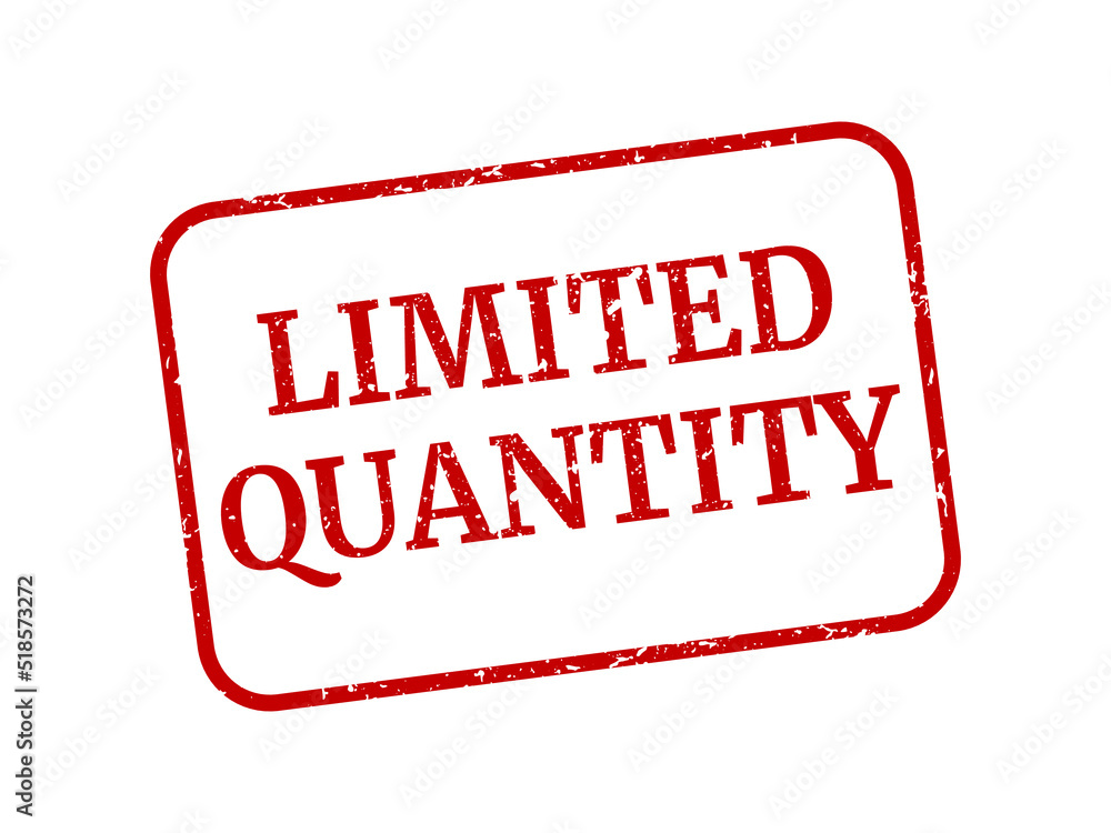 Vector illustration of The words Limited quantity in red ink stamp ...